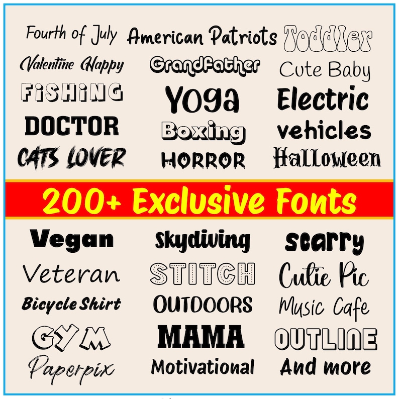 200+ Creative Font Bundle - TTF SVG Fonts for Cricut, Canva, Procreate ...