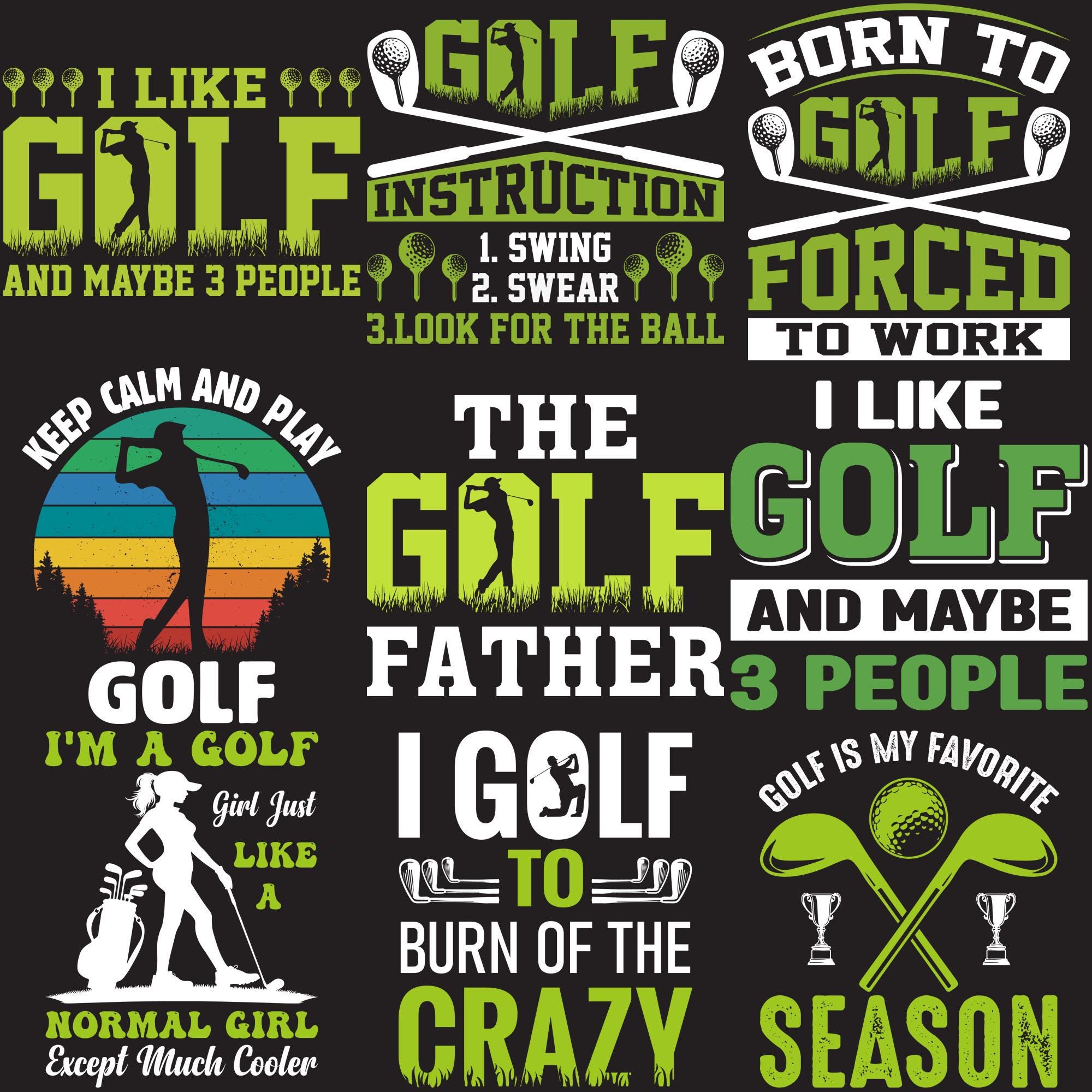 100+ Golf T-shirt Designs: PNG, SVG, Vector Clipart (digital Download ...