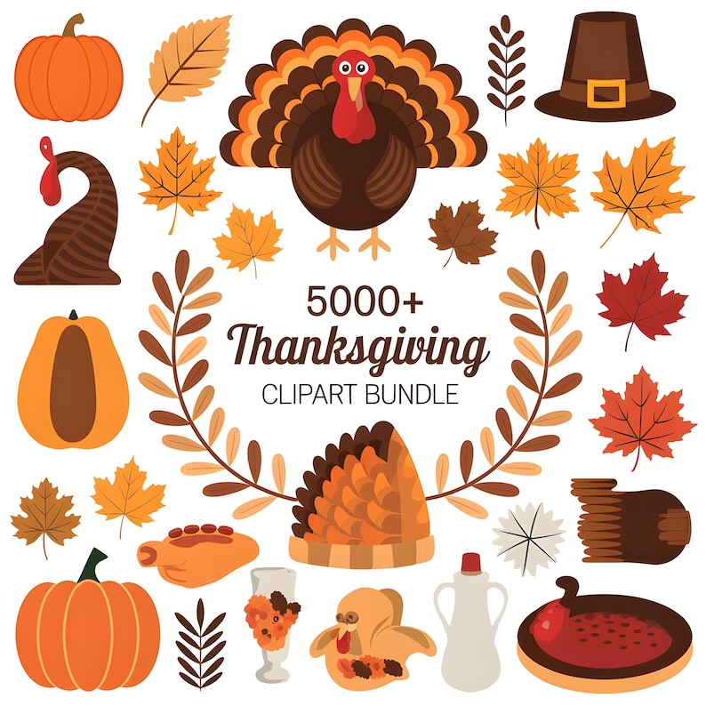 5000+ Thanksgiving Clipart Bundle, Fall Clipart, Thanksgiving SVG ...
