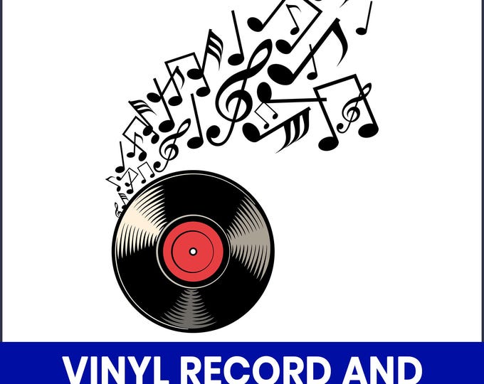 Retro Music Clipart Bundle, 80s Party, Record Player, Vinyl Record ...