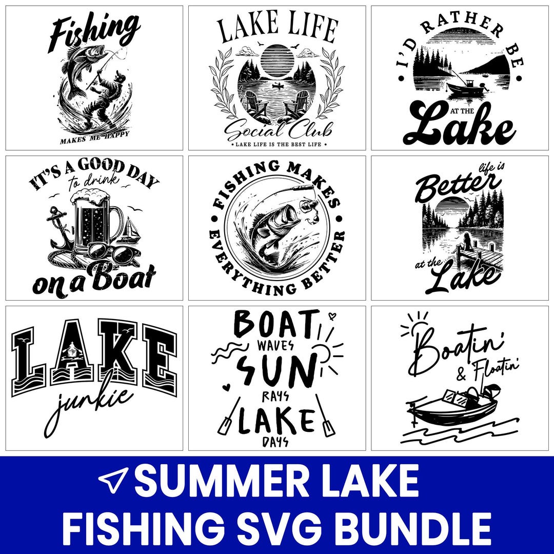 Summer Lake Fishing SVG Bundle, Fisherman Clipart (digital Download) - Etsy