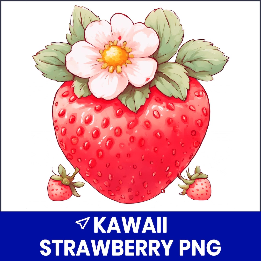 Kawaii Strawberry PNG Clipart, Cute Cartoon Fruit (digital Download) - Etsy