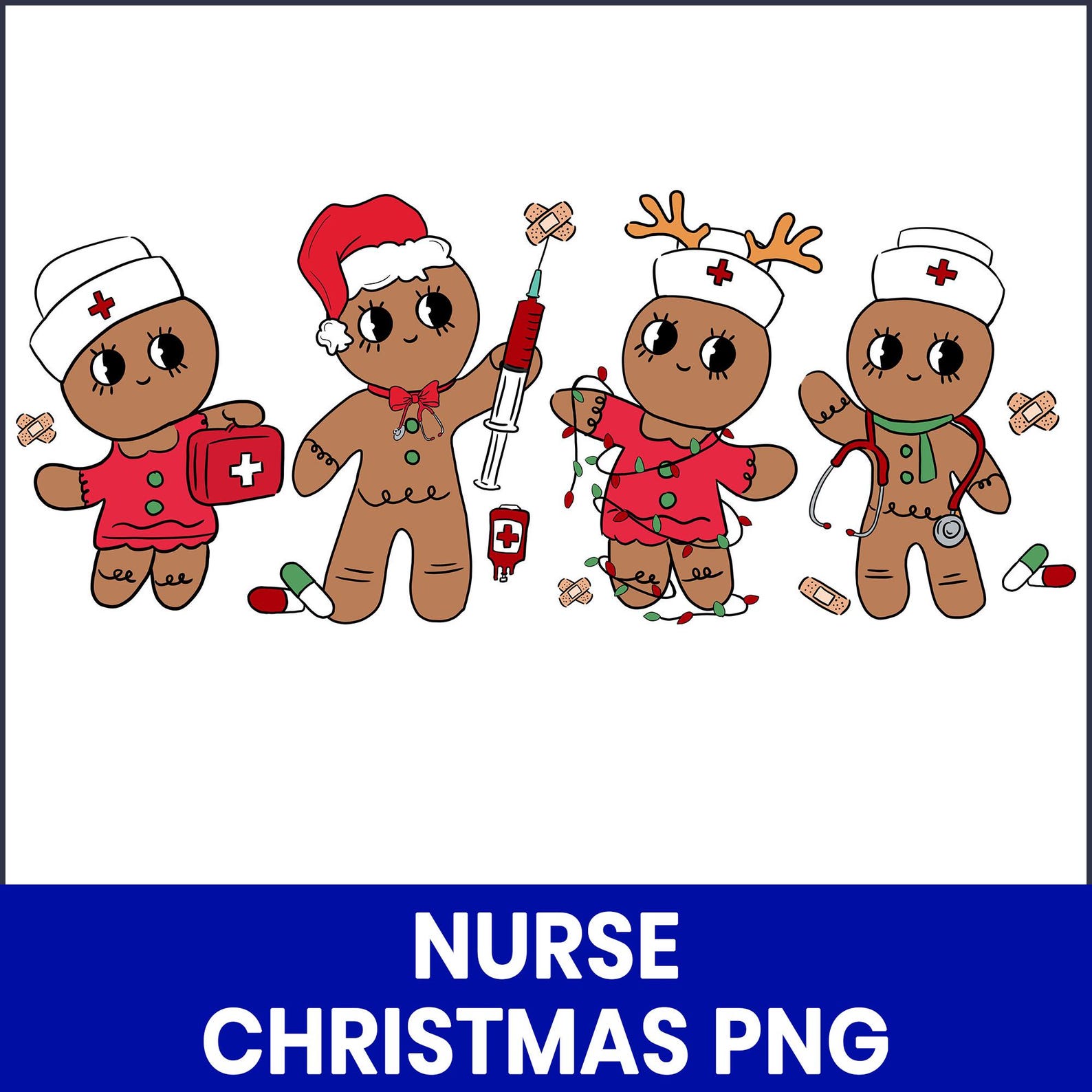 Funny Nurse Christmas Clipart PNG, Holiday Shirt Design (digital File ...