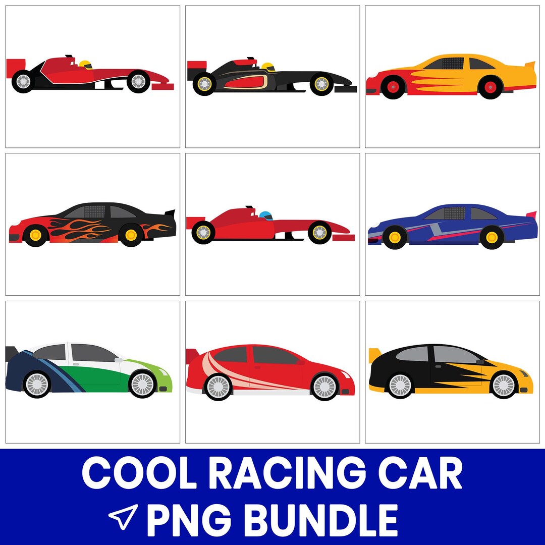 Racing Car PNG Bundle, Race Car Clipart, Fast Car Graphics, Motorsports ...