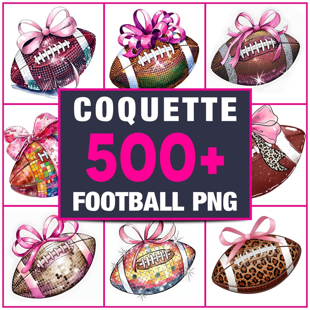 500+ Coquette Football PNG Bundle - Sport PNG, Coquette Bow, Football ...