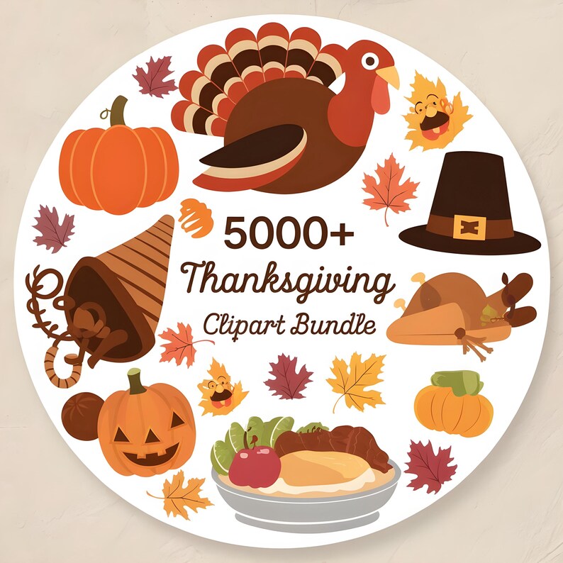 5000+ Thanksgiving Clipart Bundle, Fall Clipart, Thanksgiving SVG ...