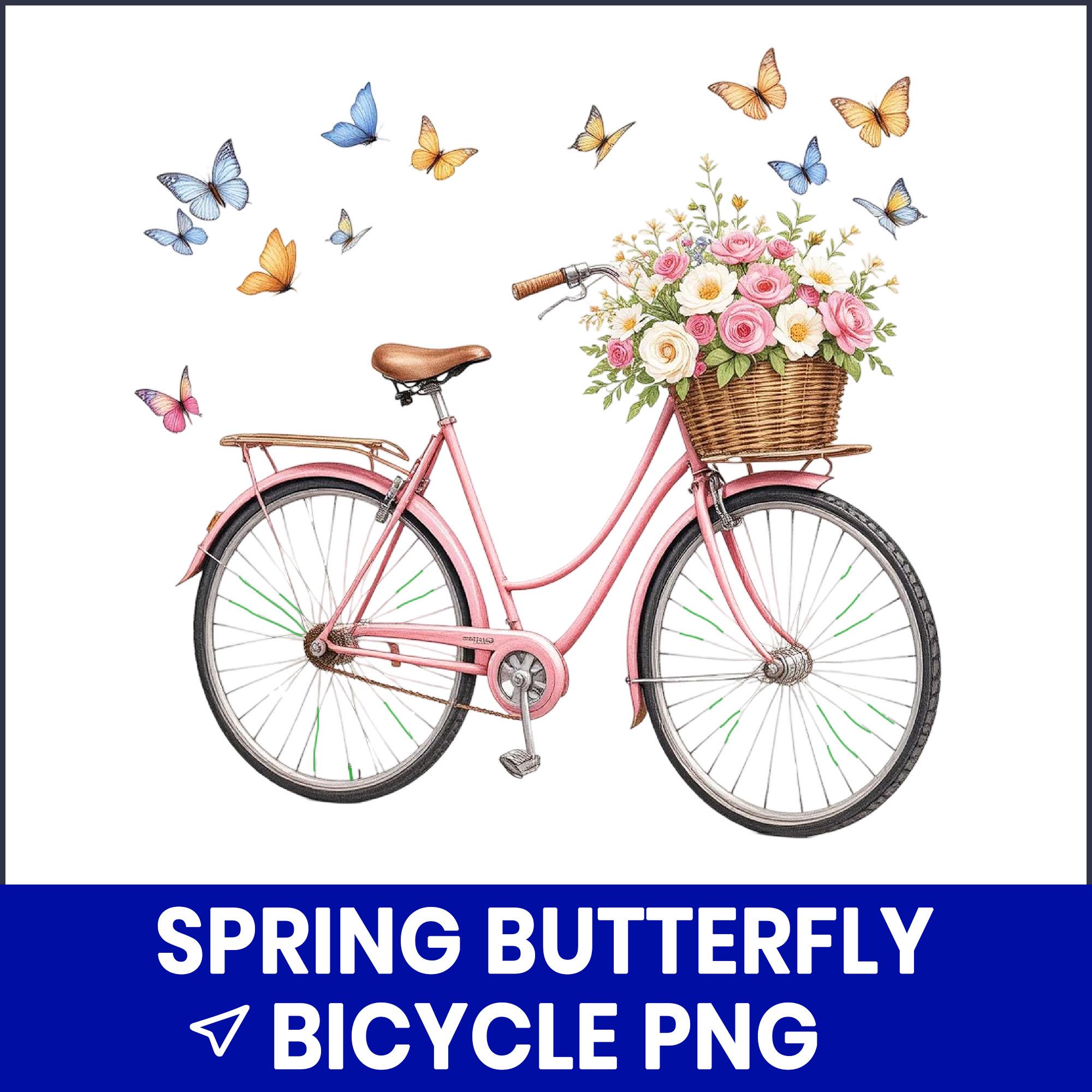 Spring Butterfly Bicycle PNG, Floral Bike Clipart (digital Download) - Etsy