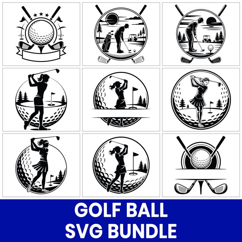 Golf Ball SVG Bundle, Cricut & Silhouette Cut Files (digital Download ...
