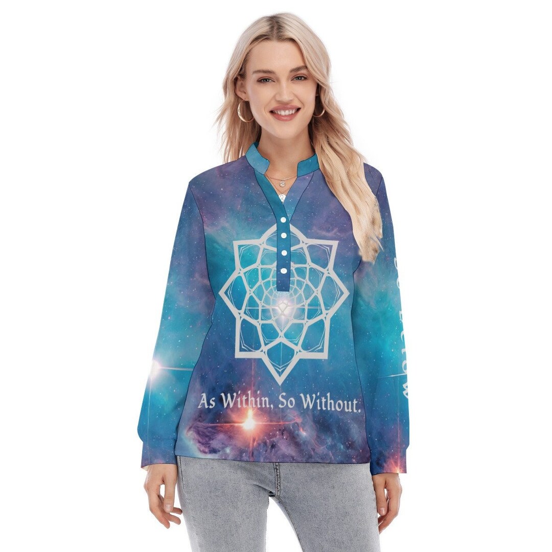 As Above so Below - All-over Print Women's Long Sleeve Blouse With ...
