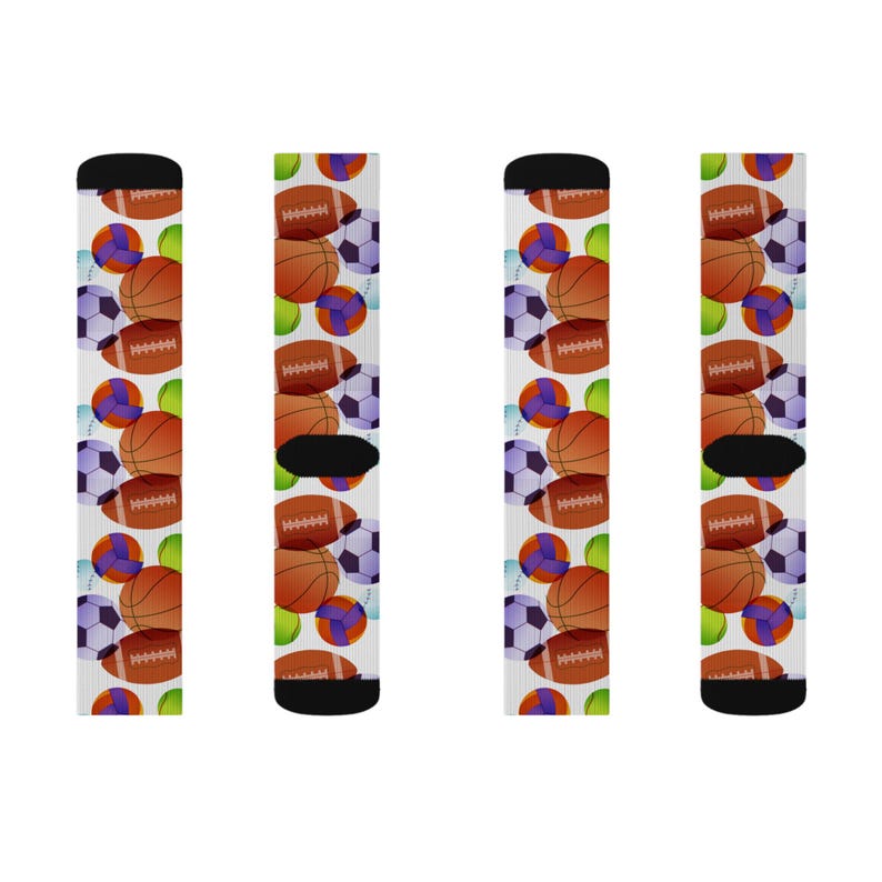Colorful Sports Pattern Socks - Fun Athletic Gift, Sports Fan ...