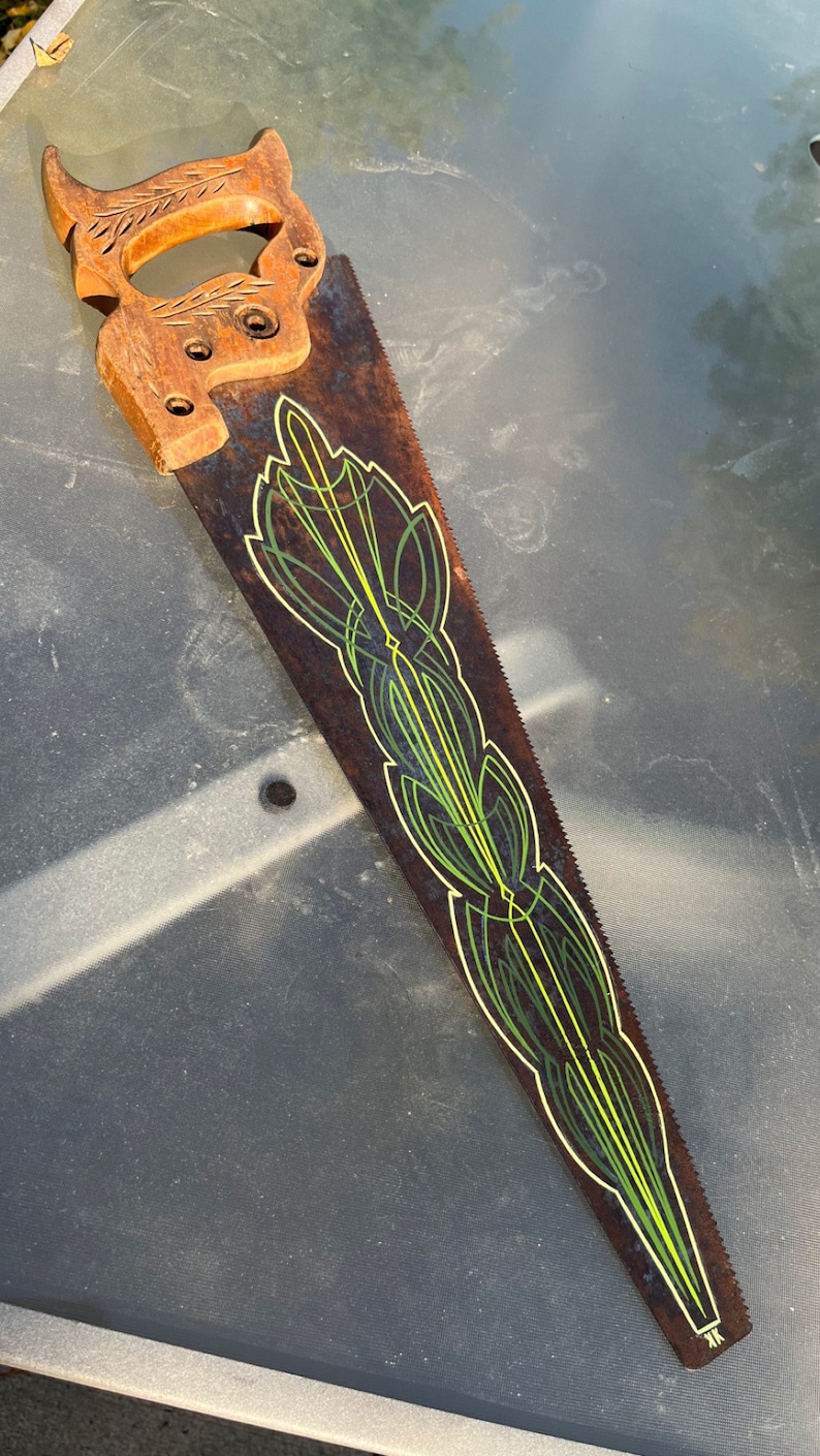 Green Hand Pinstriped 22 Inch Hand Saw - Etsy