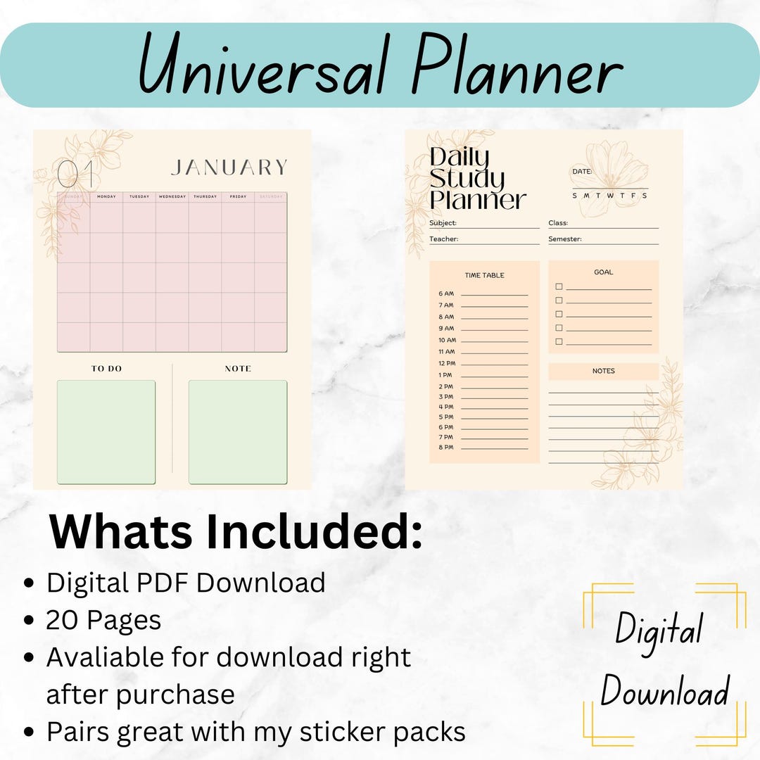 Editable Monthly and Daily Planner/ Universal Planner - Etsy