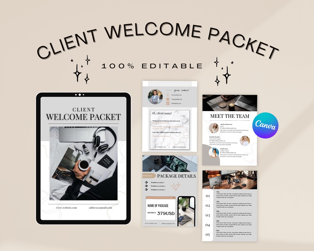 Client Welcoming Packet | Onboarding Template | Canva Template | Social ...