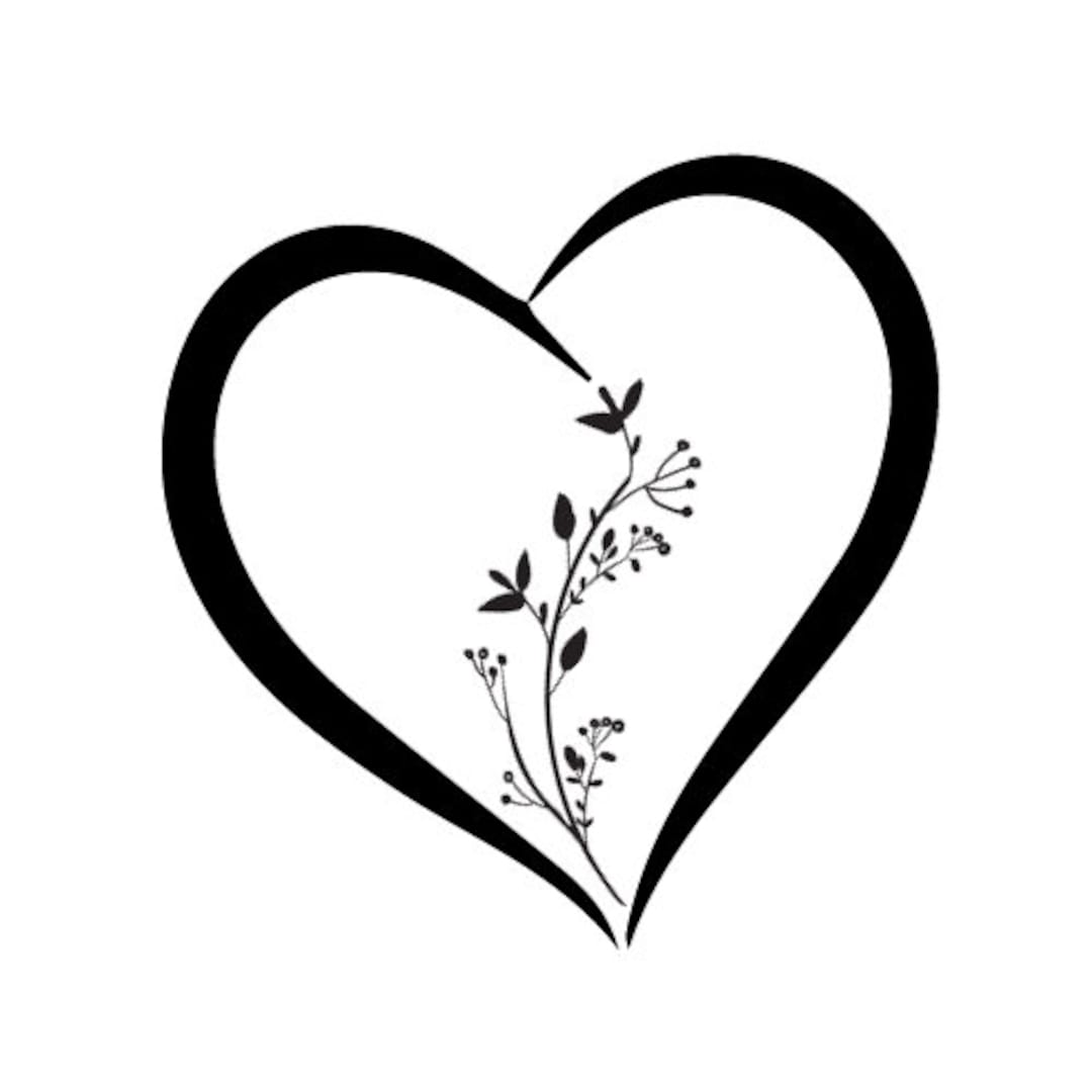 Heart Divided by Flower SVG Digital Print - Etsy