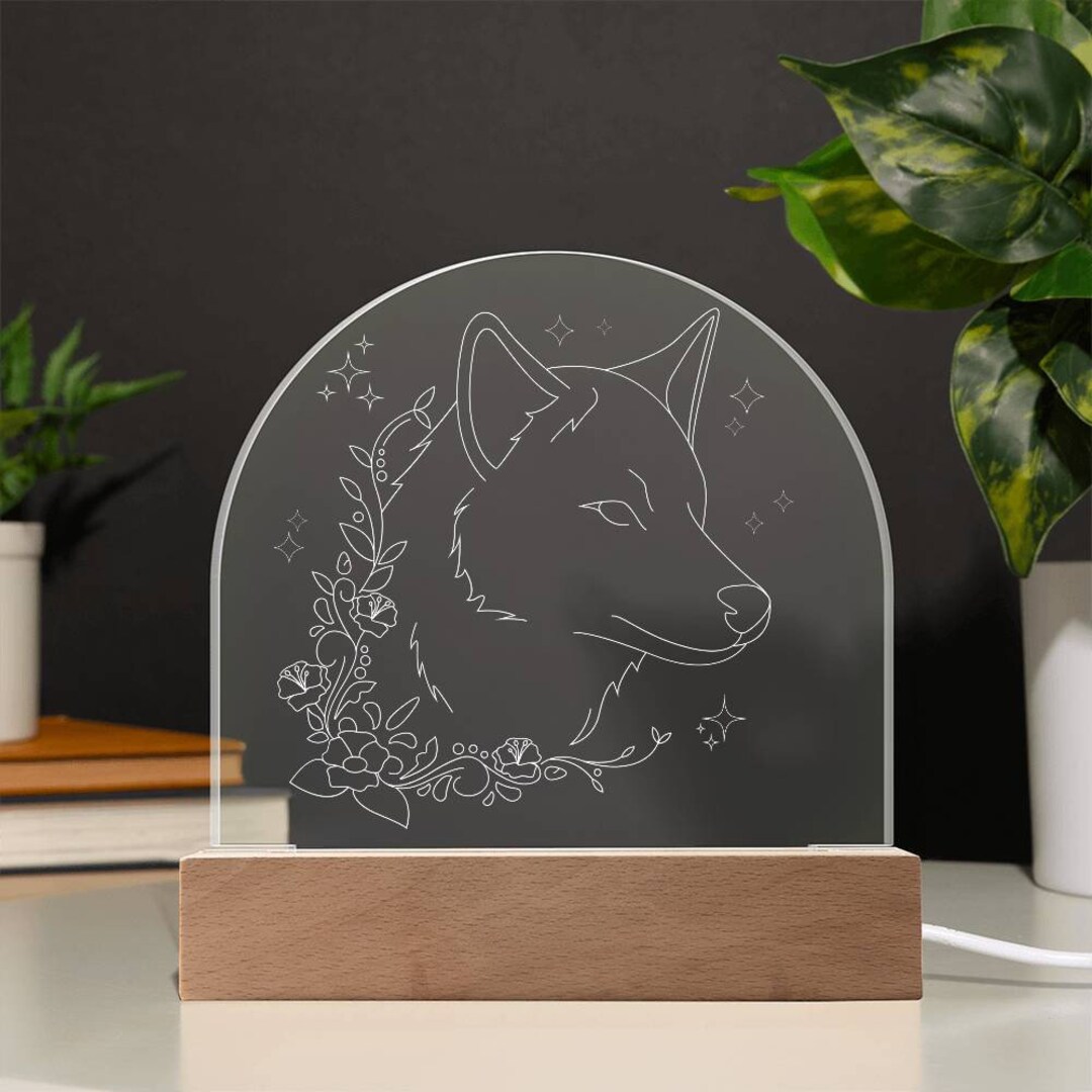 Wolf LED Dome Acrylic Plaque Cute Night Light Kids Night - Etsy