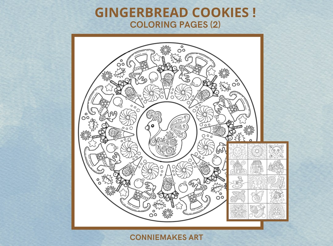 Gingerbread Cookies! Coloring Pages (2) - Etsy