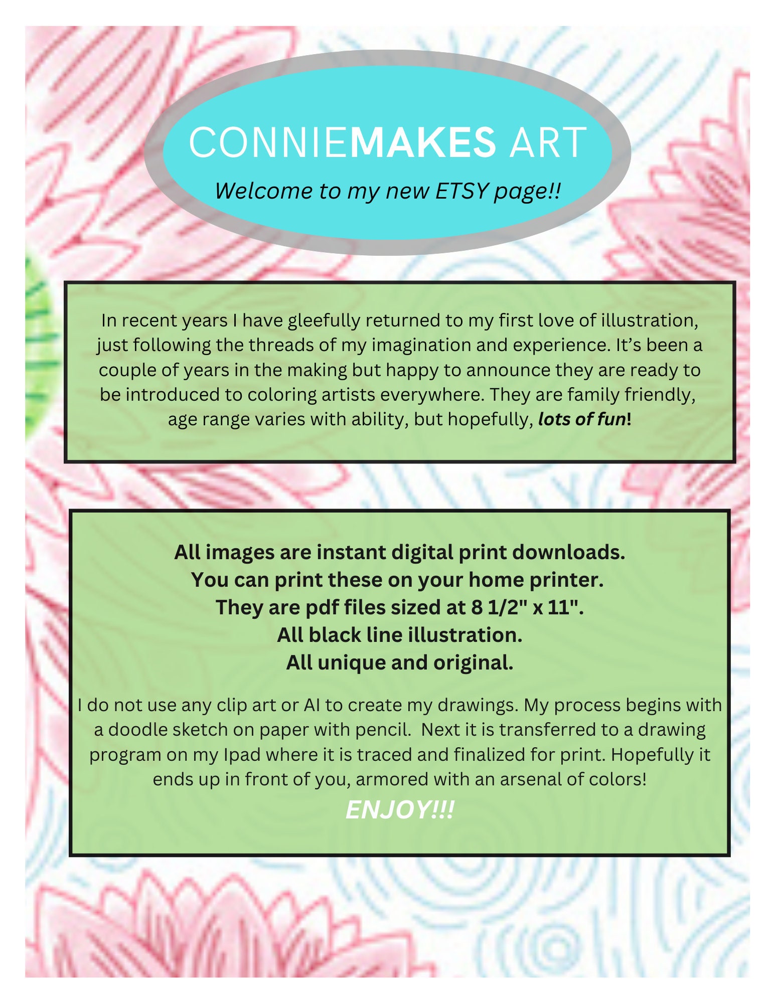 Cute Mice Coloring Pages (2+) Among Tulips and Flowers - Etsy