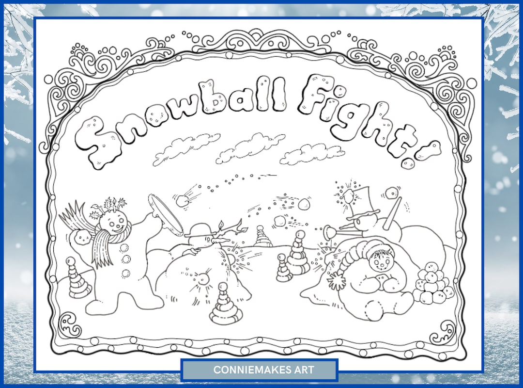 Snowman Snowball Fight! Coloring Page (1) - Etsy