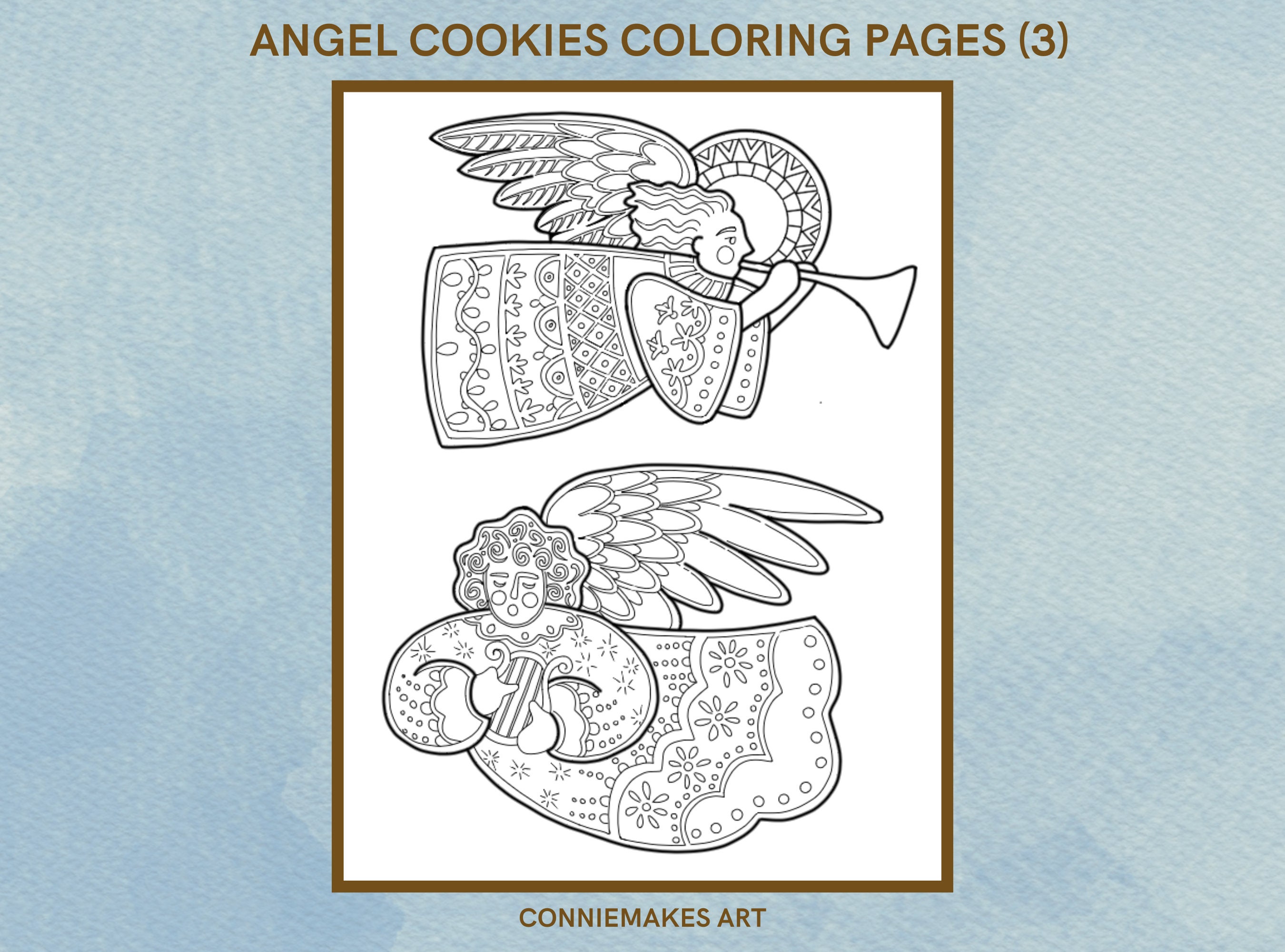 Angel Cookies Coloring Pages (3) - Etsy