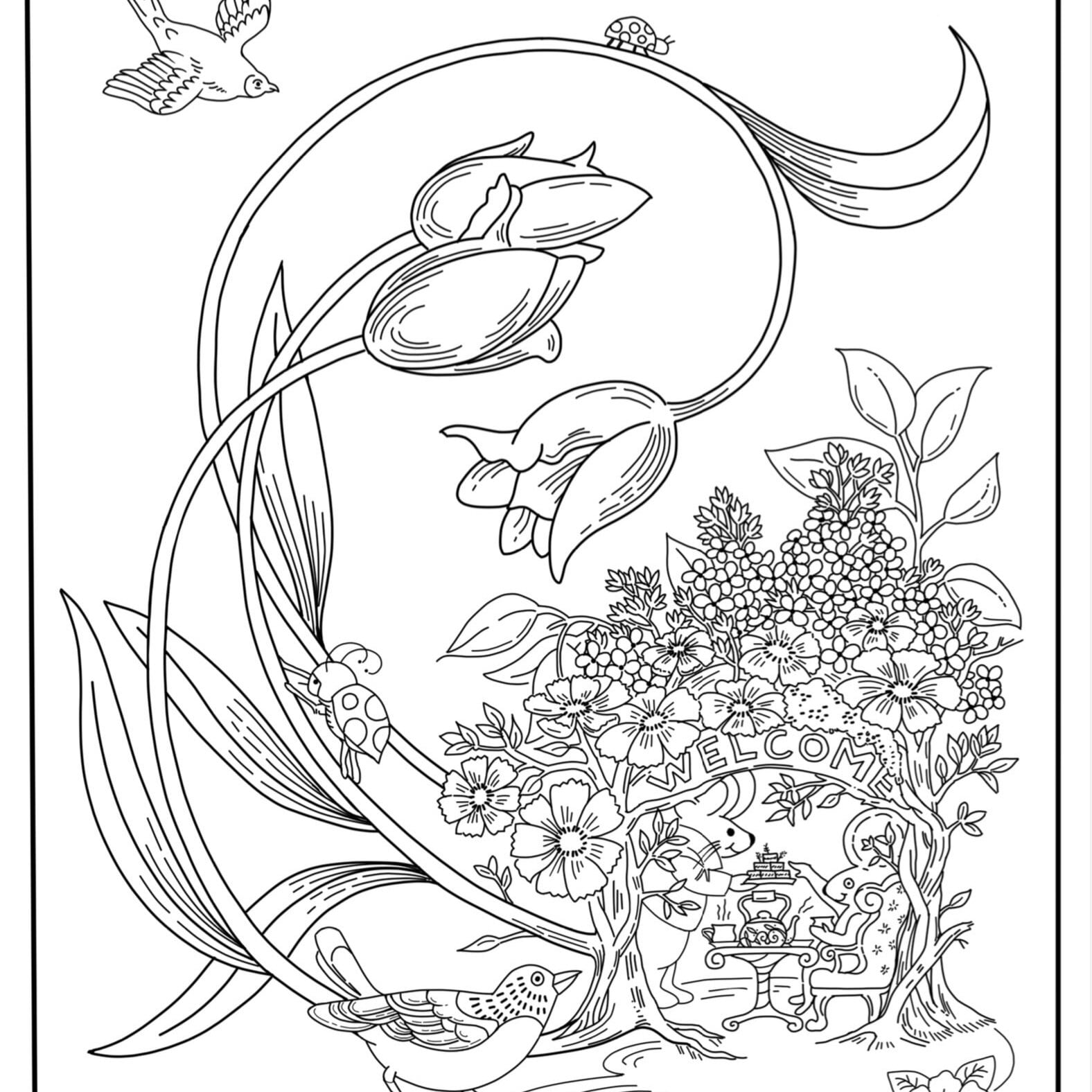 Cute Mice Coloring Pages (2+) Among Tulips and Flowers - Etsy