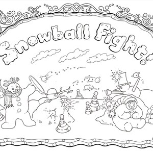 Snowman Snowball Fight Coloring Page 1 - Etsy