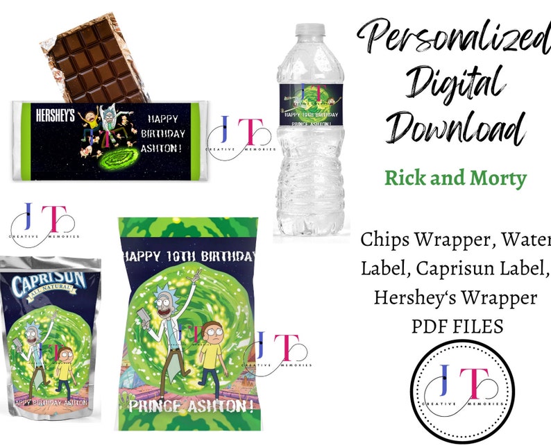 Rick and Morty Printable Birthday Party Favors Bundle | Rick and Morty ...