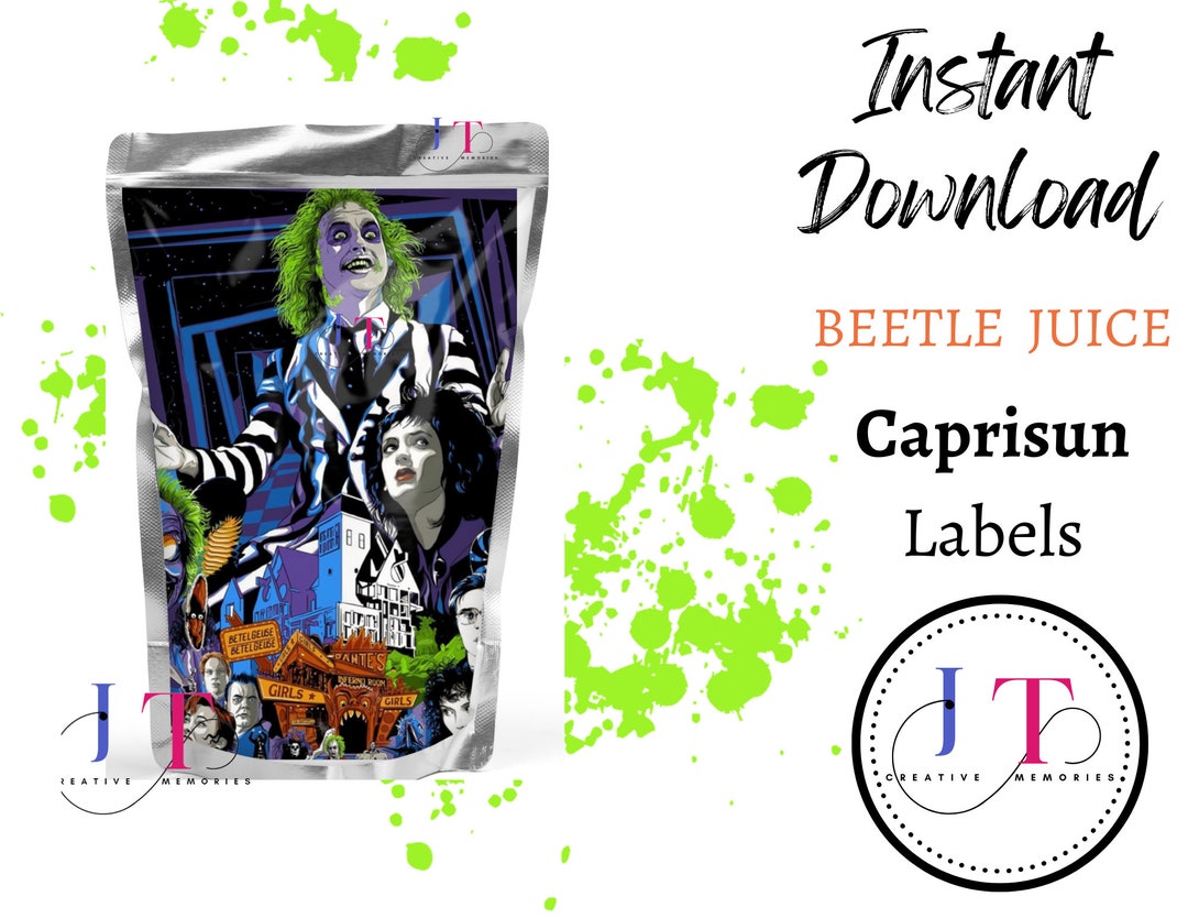 Beetle Juice Digital Juice Labels, Beetle Juice Party Favor, Beetle ...
