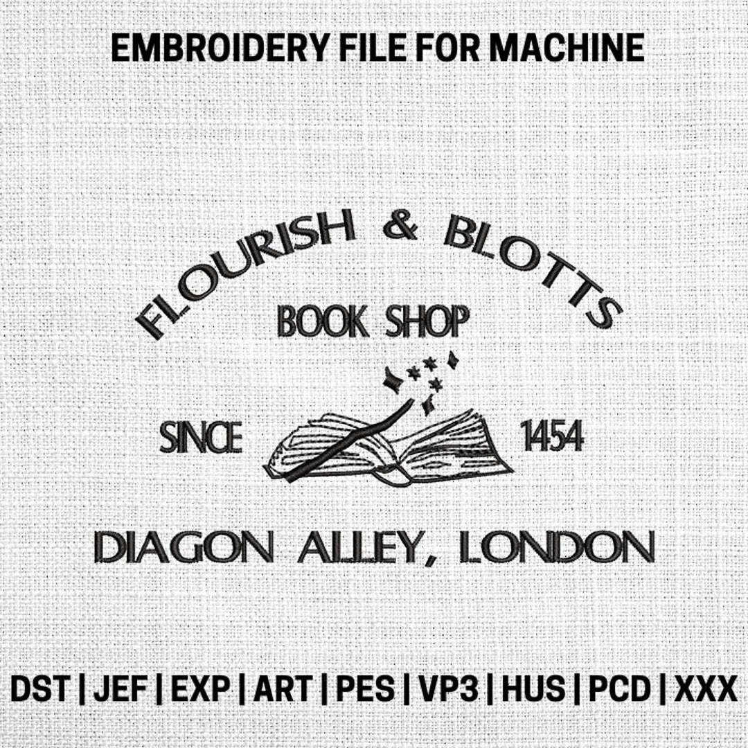 Book Shop Embroidery Designs, Book Club Embroidery Pattern , Bookish ...