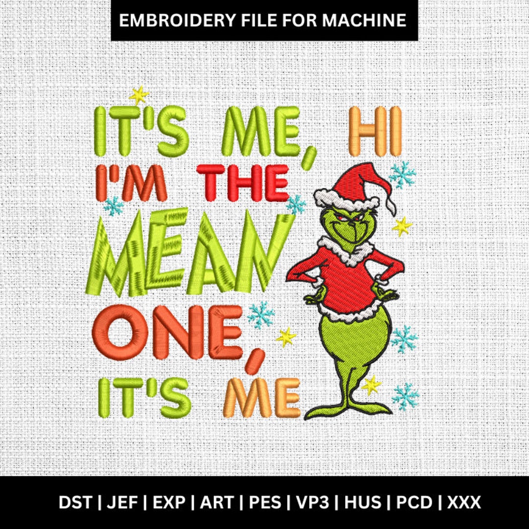 Grinch Embroidery Designs Grinch Embroidery Pattern the - Etsy UK