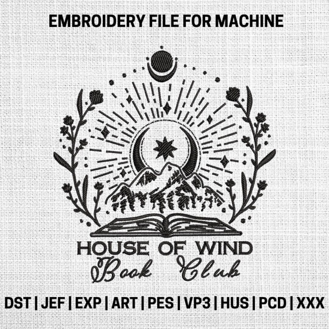 Book House Embroidery Designs, Book Club Embroidery Pattern, Book Lover ...