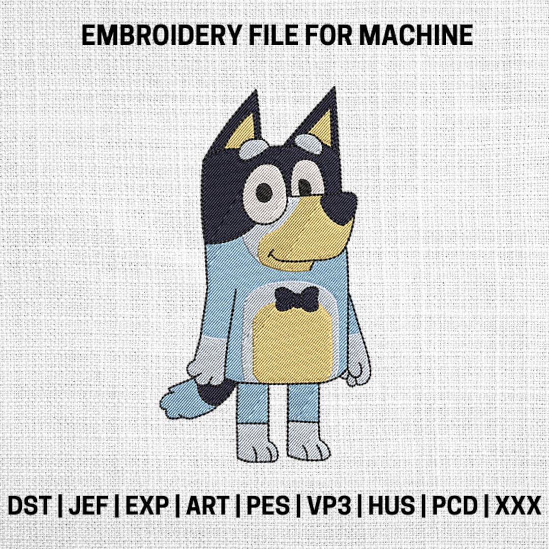 Blue Dog Embroidery Designs, Dog Character Embroidery Pattern, Gift for ...