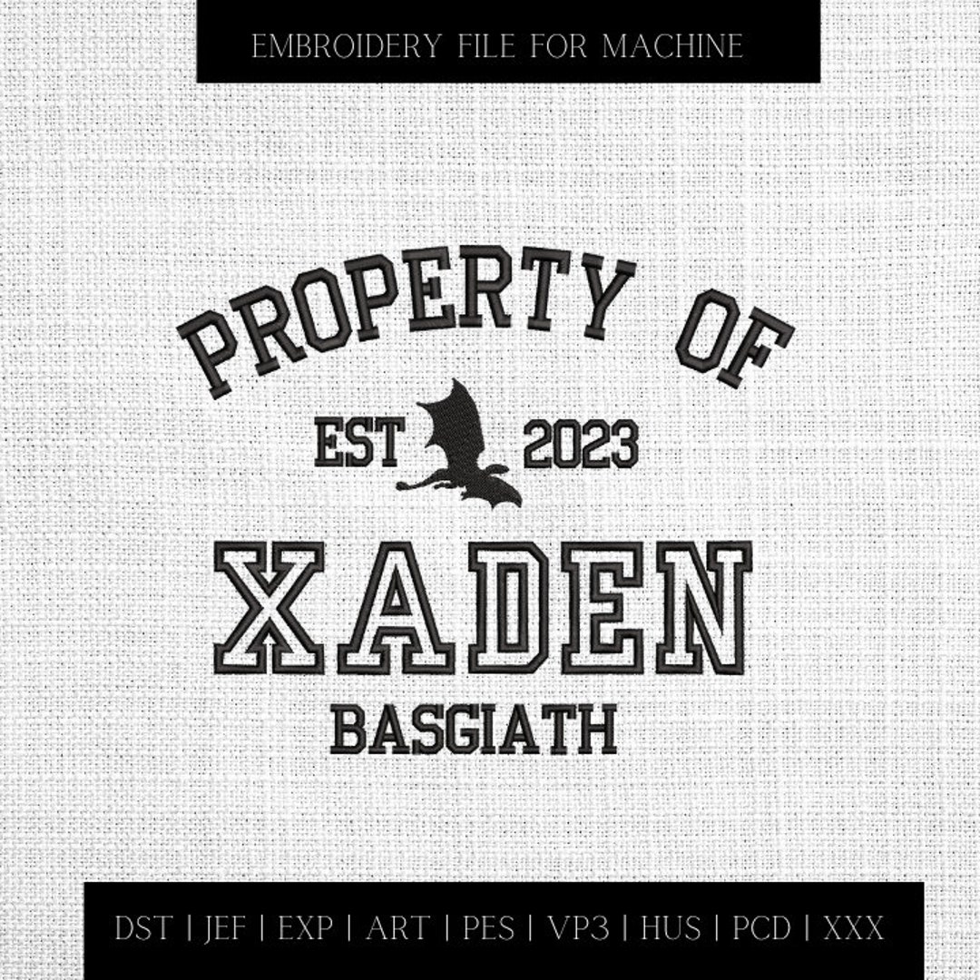 Dragon Embroidery Designs, Xaden Embroidery Pattern, Book Lover Gift ...