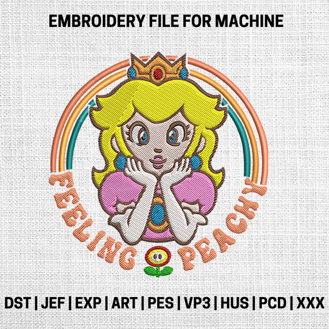 Retro Peach Embroidery Designs, Peach Embroidery Pattern Trendy ...