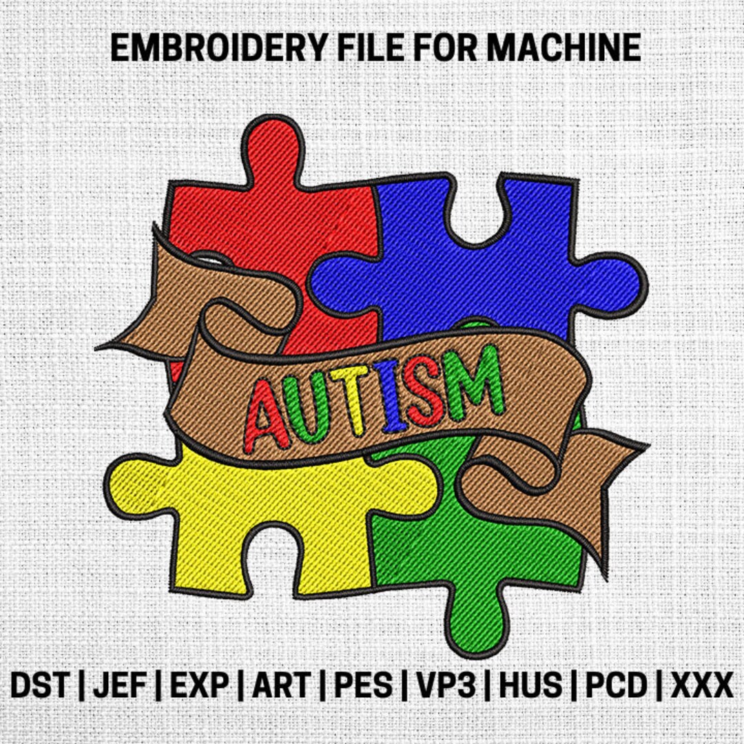 Autism Embroidery Designs, Autism Awareness Embroidery Pattern, Autism ...