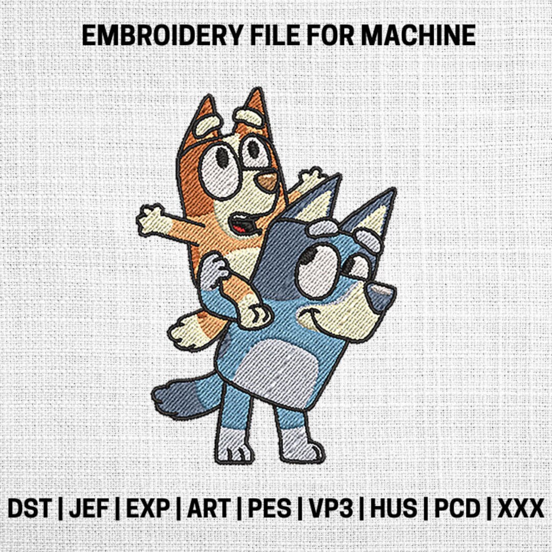 Blue Dog and Yellow Dog Embroidery Designs, Blue Friend Dog Embroidery ...