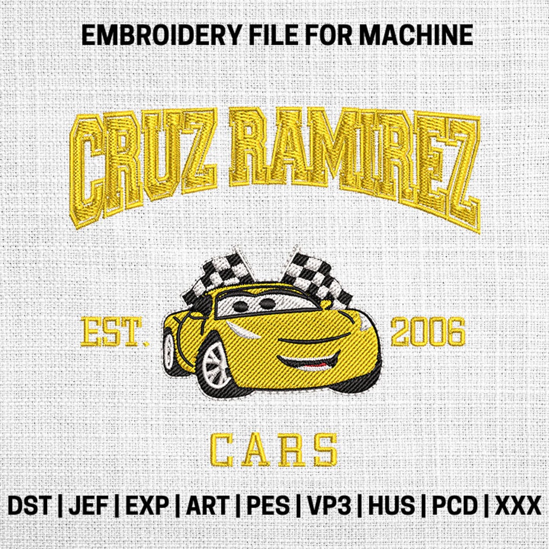 Yellow Car Embroidery Designs, Gift for Her Embroidery Pattern, Car ...