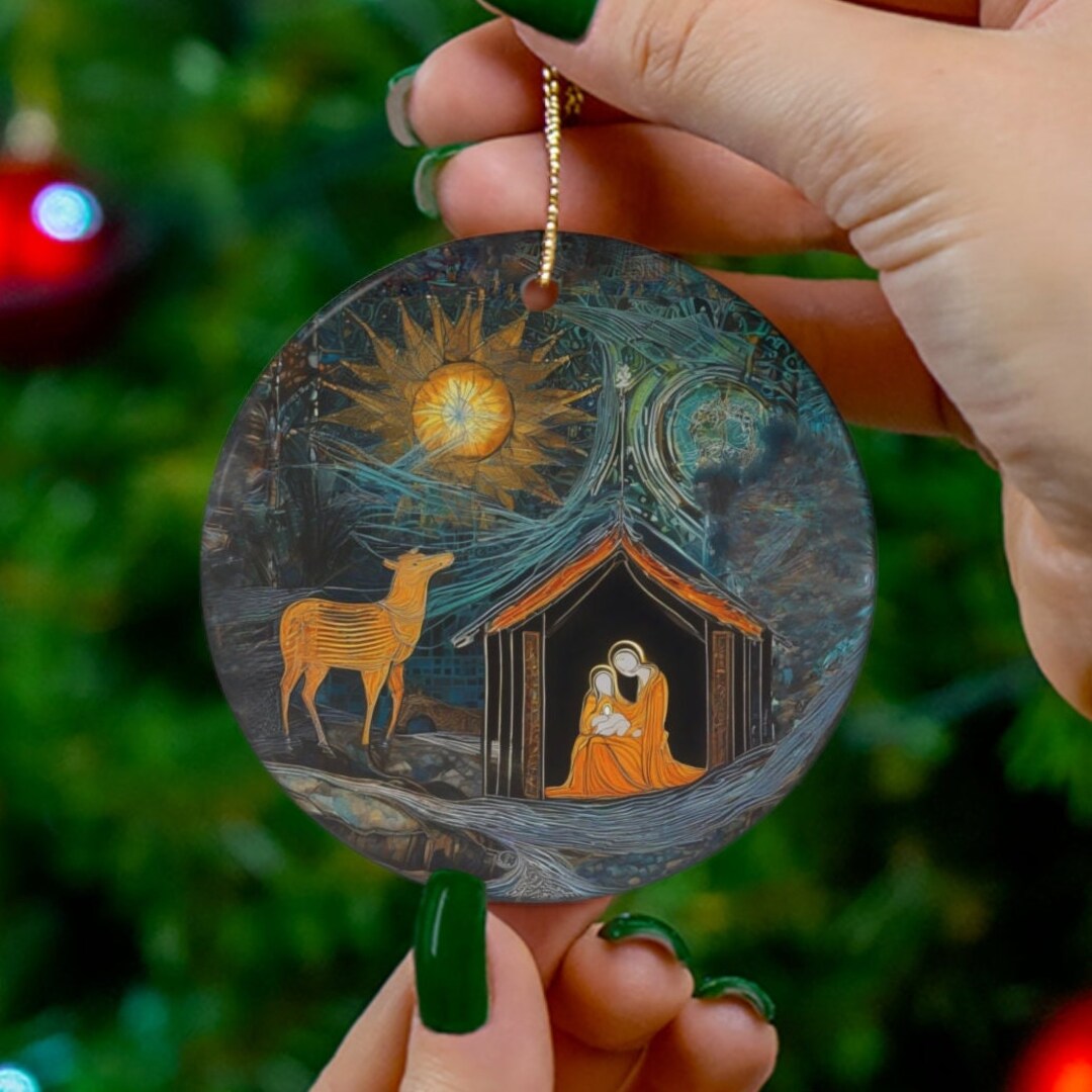 Christmas Nativity Ornament Birth of Jesus Ceramic Christmas Decoration ...