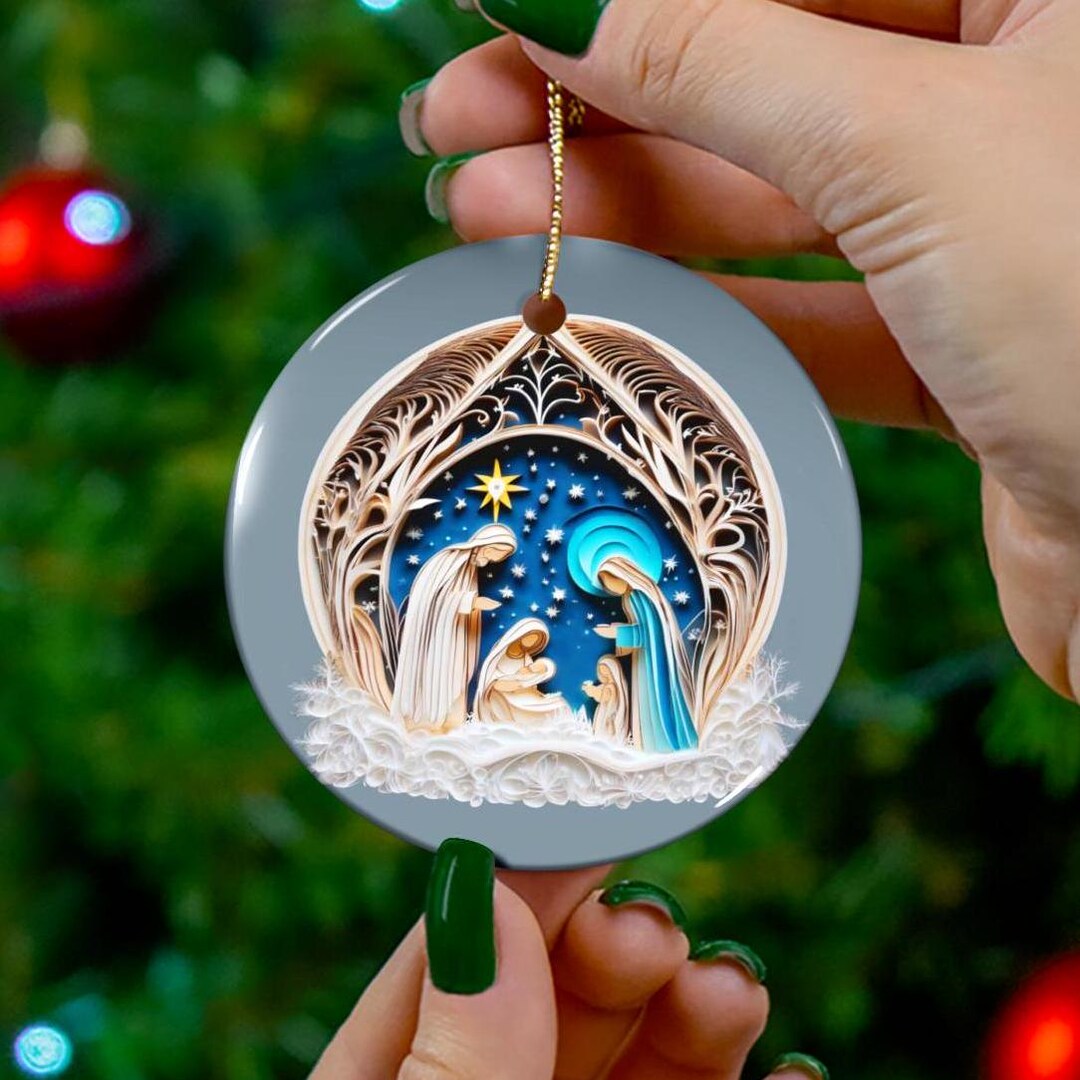 Nativity Christmas Ornament: 2D Printed Ceramic, Birth of Jesus - Etsy