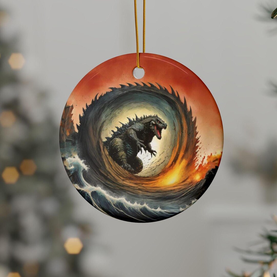 Godzilla Christmas Ornament | Ceramic Christmas Tree Decoration - Etsy