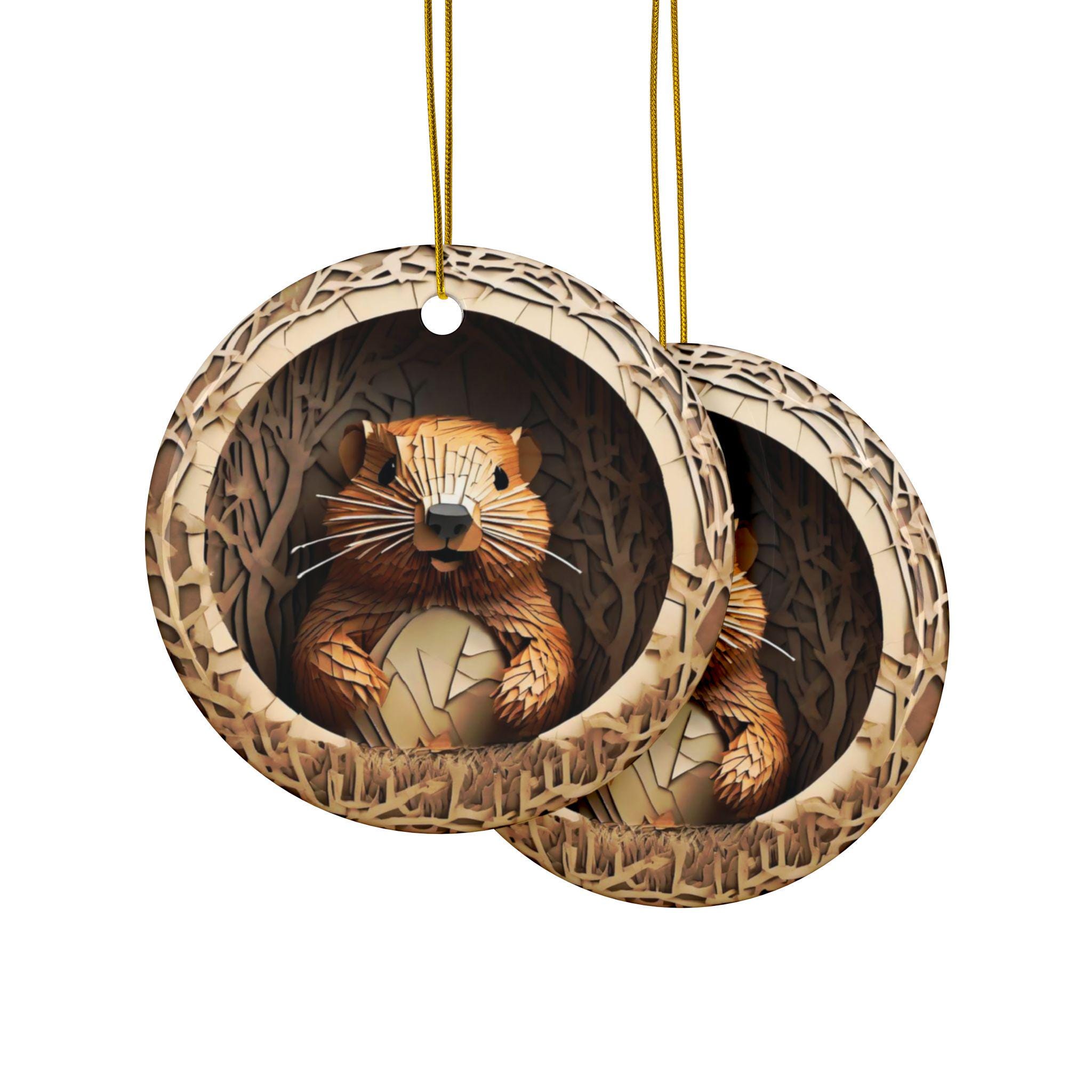 Groundhog Christmas Ornament | 2D Printed Flat Ceramic Tree Decoration ...