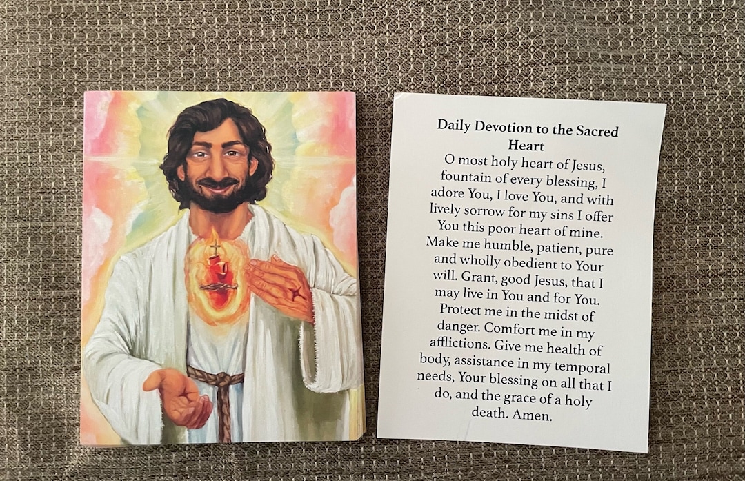 Sacred Heart of Jesus Prayer Cards - Etsy