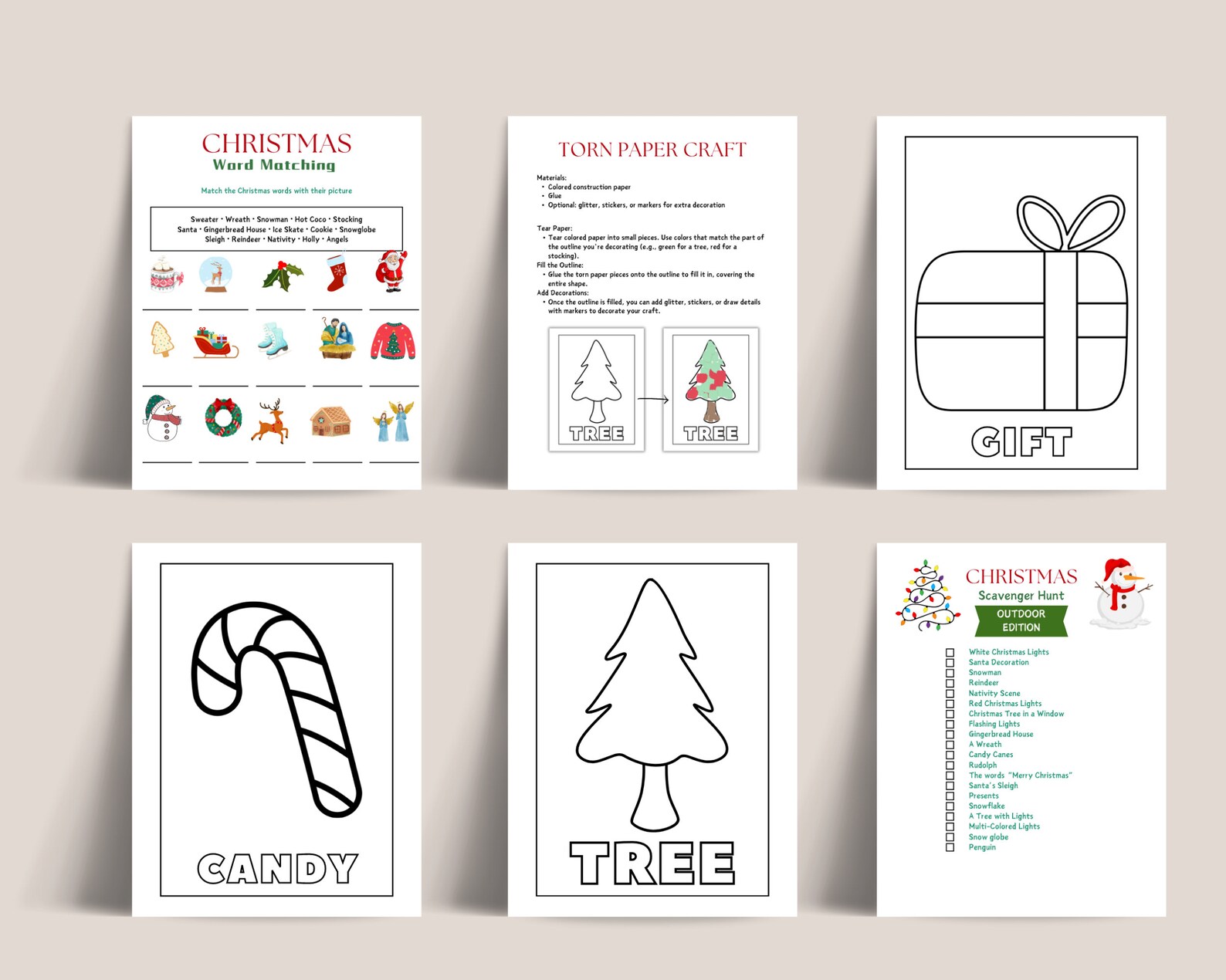 Kids Christmas Crafts, Christmas Activity Bundle, Game Bundle, Coloring ...