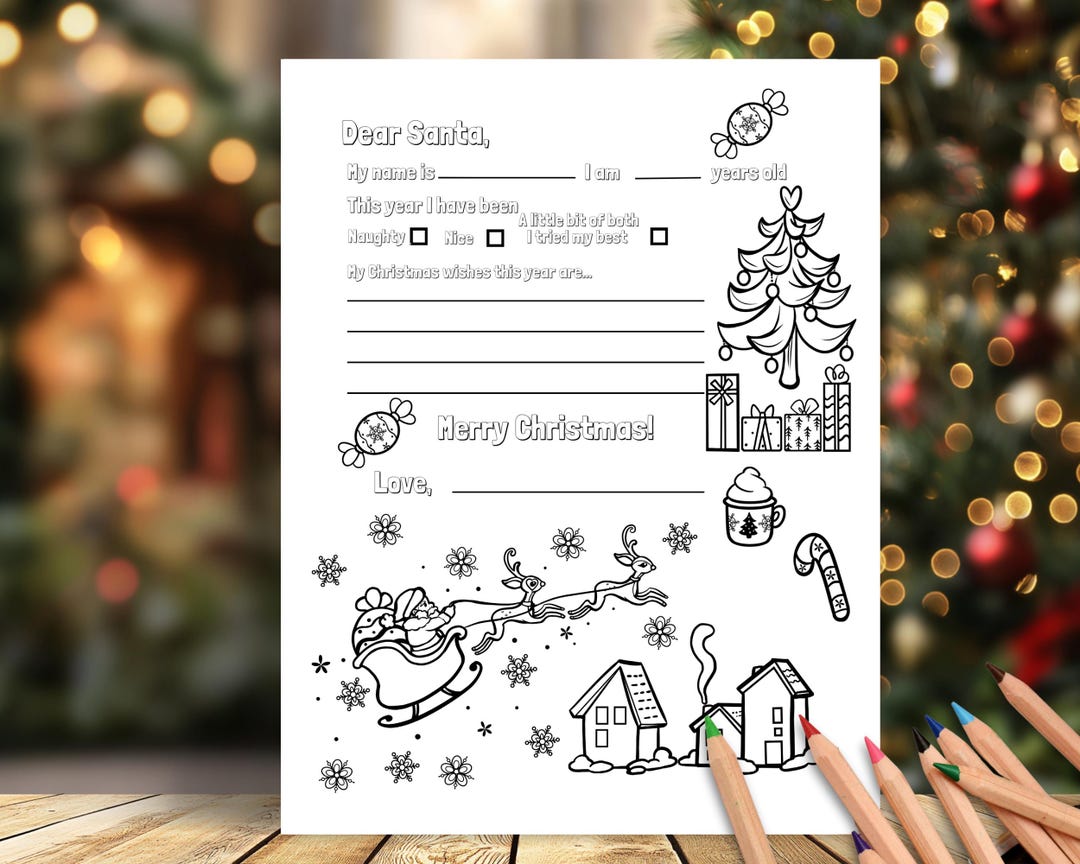 Letter to Santa Coloring Page, Color Your Own Letter to Santa, Wish ...