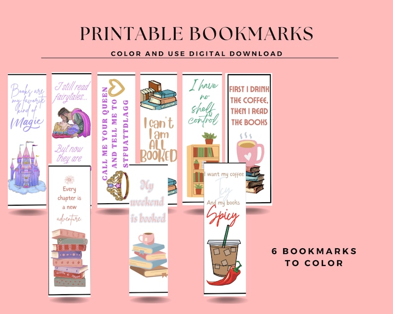 Printable Bookmark, Coloring Bookmark, Book Tracker, SMUT, Booklover ...