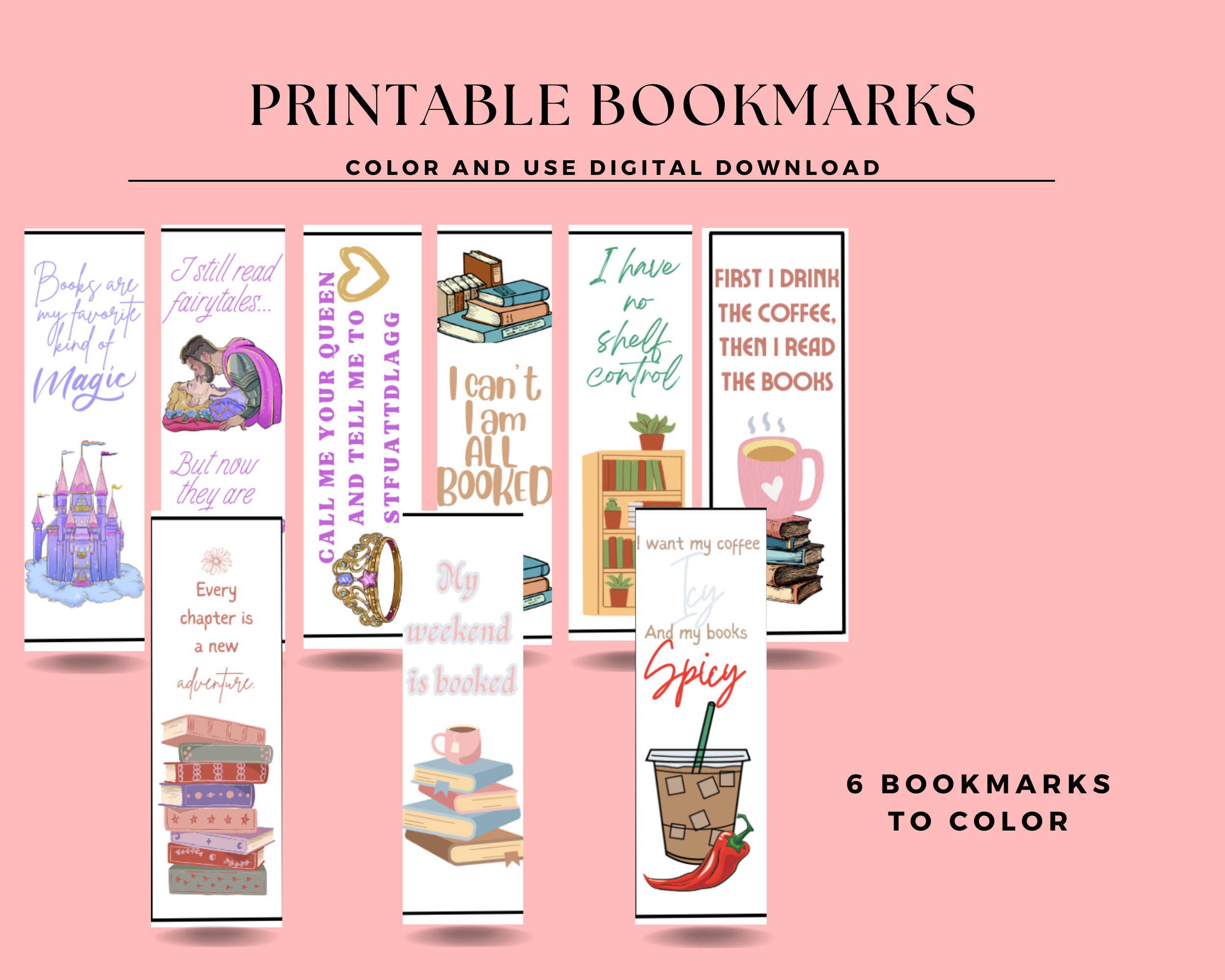 Printable Bookmark, Coloring Bookmark, Book Tracker, SMUT, Booklover ...