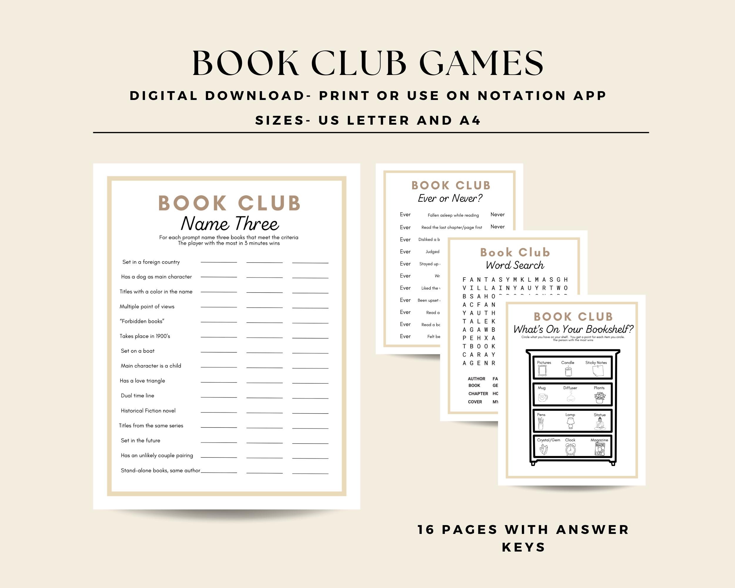 Book Club Games With Group Games. Perfect For: Book Lovers, Discussion ...