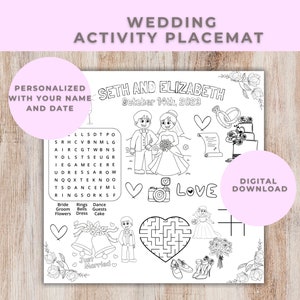Wedding Favor, Wedding Activity Mat, Personalized Wedding, Wedding ...
