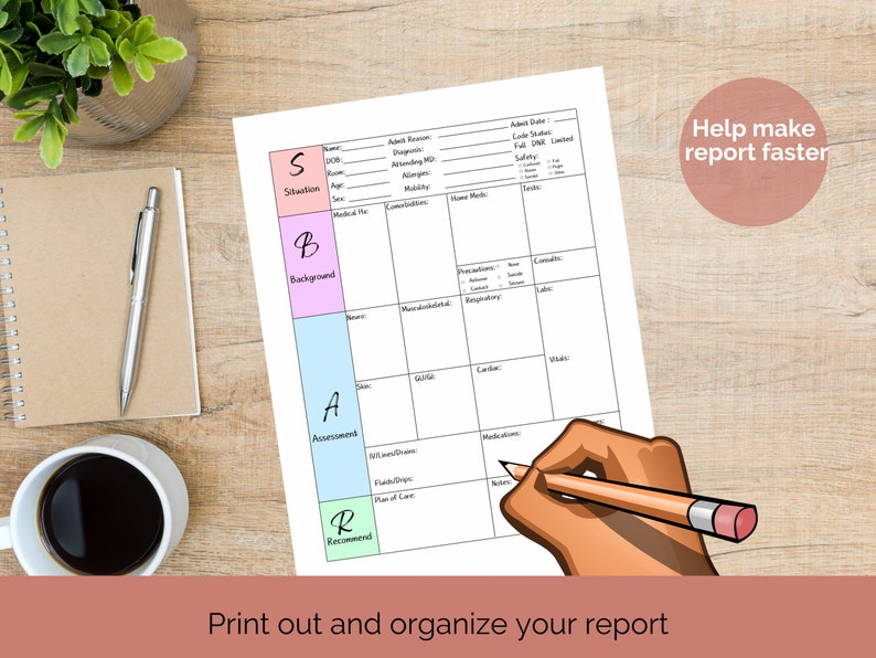 SBAR Report Sheet, Nurse Report Sheet, Bedside Notes, Nurse Brain, Med ...