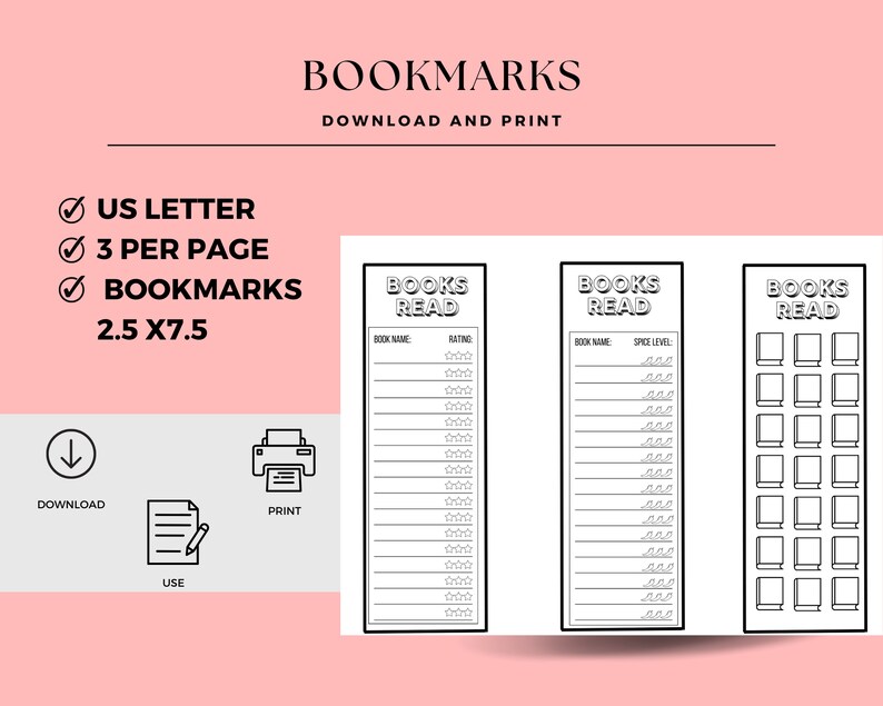 Printable Bookmark, Coloring Bookmark, Book Tracker, SMUT, Booklover ...