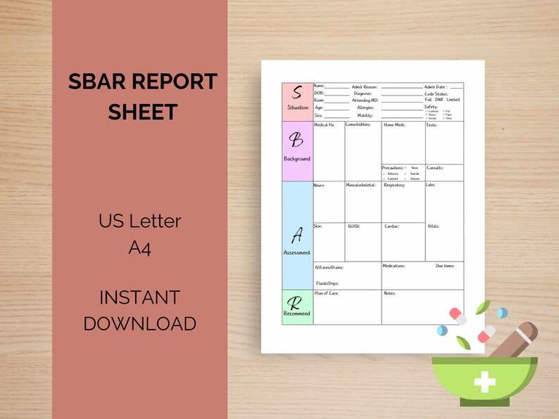 SBAR Report Sheet, Nurse Report Sheet, Bedside Notes, Nurse Brain, Med ...
